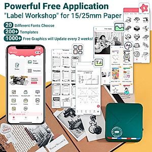 Bluetooth Mini Thermal Printer 300 DPI, Wireless Mini Pocket Printer, M02S Mini Inkless Sticker Printer, Print Pod, Mini Printer Sticker Maker with 6 Rolls Thermal Paper for Study Notes, Gifts