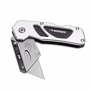 Husky Folding Sure-Grip Lock Back Utility Knife w/ Single Disposable Blade Included (Colors May Vary)