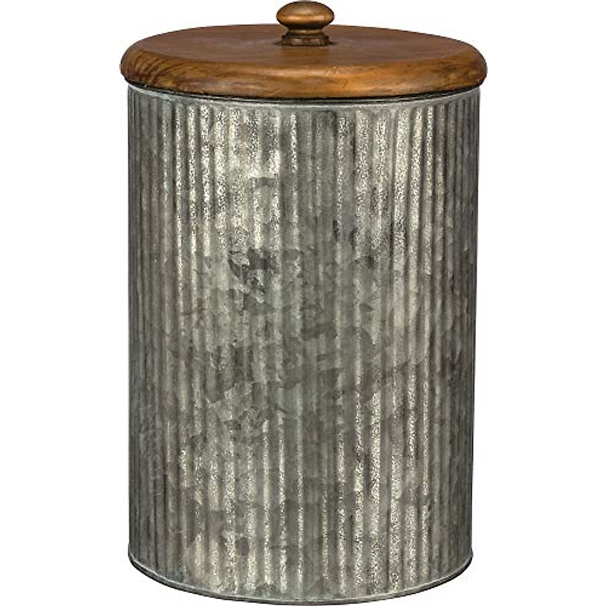 Primitives by Kathy Rustic Style Canisters, Set of 3, Galvanized Metal and Wood