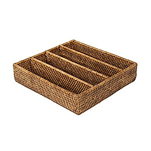 La Jolla Rattan Silverware Tray and Organizer, Honey Brown