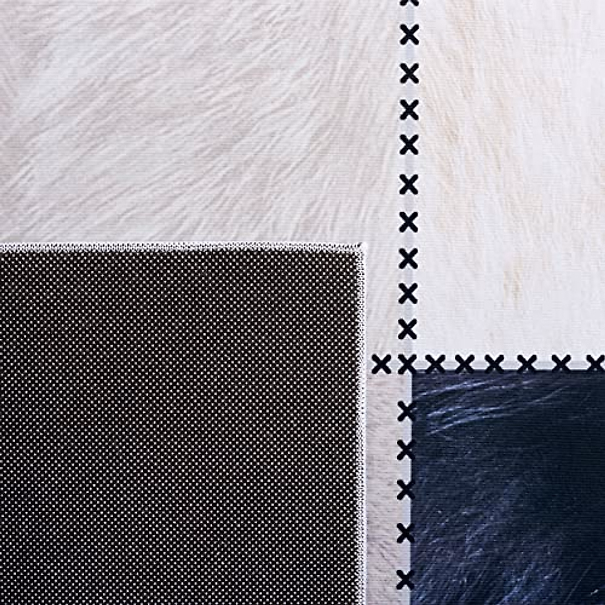 Safavieh Faux Hide Collection Area Rug - 6' x 9', Beige & Grey, Patchwork Design, Non-Shedding & Easy Care, Machine Washable Ideal for High Traffic Areas in Living Room, Bedroom (FAH519B)