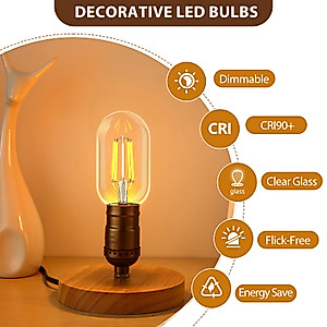 NUODIFAN 4 Pack T45 LED Edison Bulbs, Vintage LED Filament Bulbs 4W Equivalent 40W, 110-130V E26 Base 2700K Warm White Light, CRI 90+ Clear Glass Small Bulbs, Great for Home Office Bedroom.