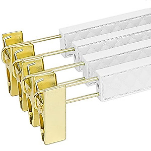 16 Pack Gold Pants Hangers,Plastic Skirt Hangers with Gold Clips,Premium Pants Hangers for Clothes Coat 360° Swivel Hook(Gold-16 Pack)