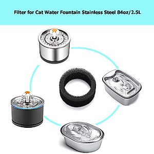 12 Pieces Pet Fountain Foam Filters Round Sponge Black Filter Foam Pet Cat Fountain Replacement Filter for 2.5 L/ 84 oz Stainless Steel Cat Fountain Pet Drinking Water