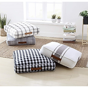 JN Better Homes & Gardens Yarn Dyed Floor Cushion - 24 inchesx24 inchesx5 inches - Black and White Gingham