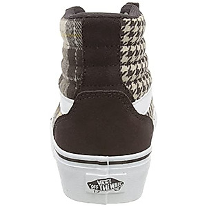 Vans Women's Hi-Top Platform Sneaker, Suede Plaid Mix Brown/White, 8