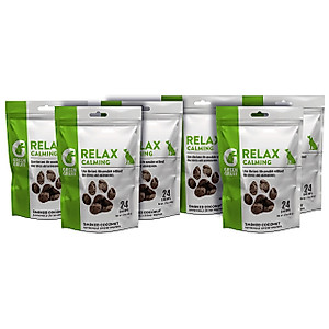 Green Gruff Calming Chews for Dogs - Organic Calming Dog Supplement - Veterinarian Approved - Dog Calming Treats to Relieve Stress, Separation, Storms, Fireworks, Travel - 24 Chews (6 Pack)