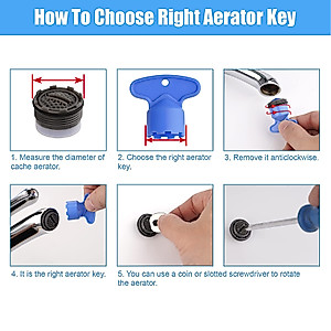 12 Pcs Cache Aerator, 5 Sizes Faucet Aerator Key Removal Wrench, Replacement Cache Aerator for Sink M16.5 18.5 21.5 24 mm Tap Aerators Flow Restrictor