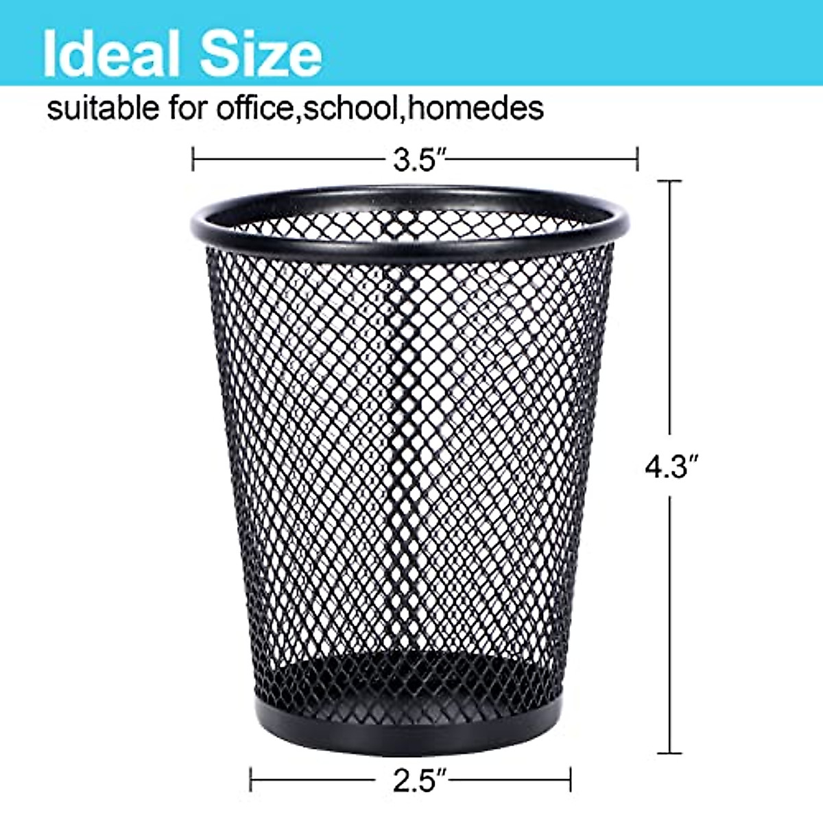 Mesh Pen Holder 4 Pcs for Desk Cute Black Pencil Holder for Desk Accessories and Organizer for Office Home and School Desks - Table Top Cute Desk Accessory