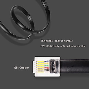 GINTOOYUN 6P6C Extension Cable with Cap RJ12 Crystal Head Cable Male to Female with Dust Cover Black 35CM