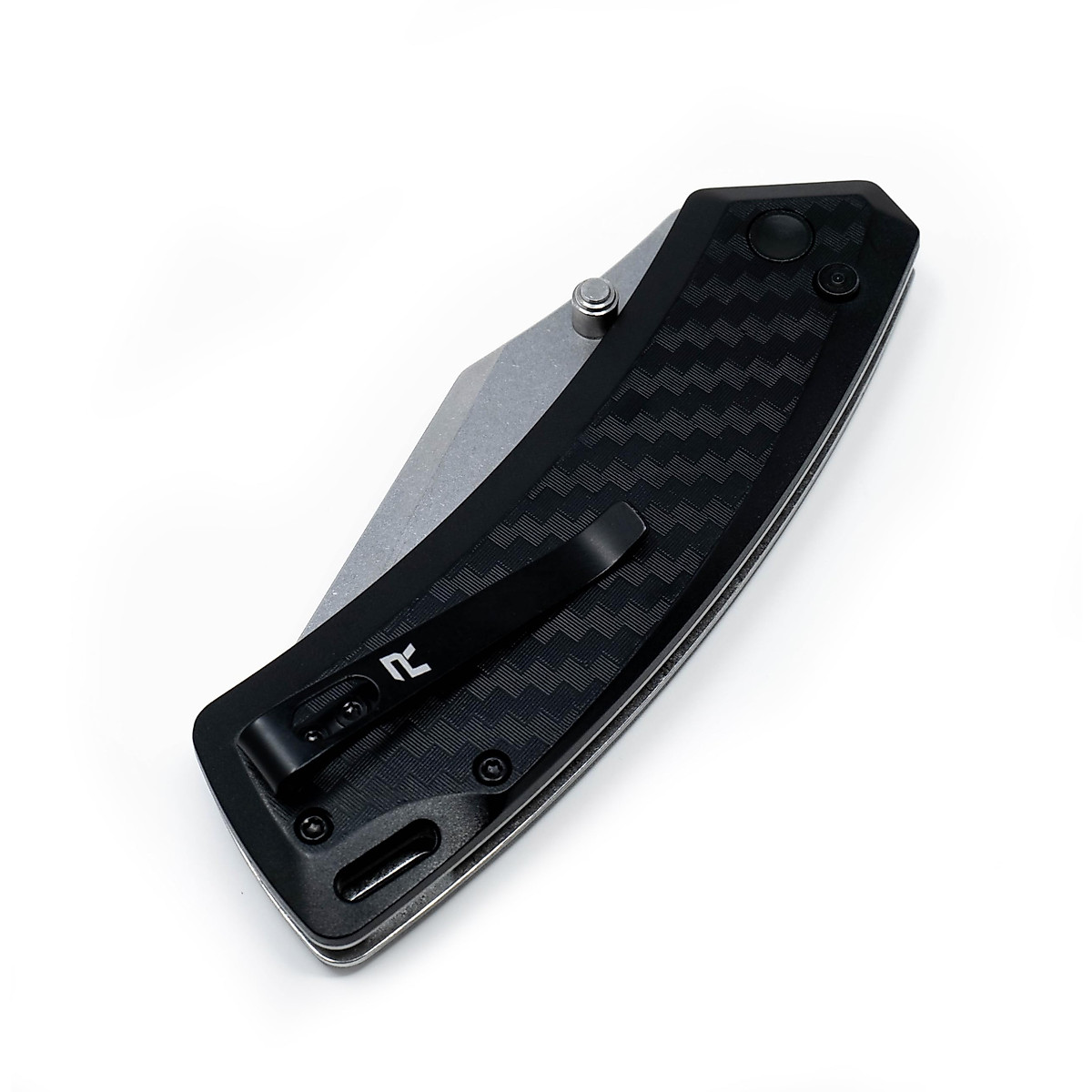 REVO Canyon Pocket Knife, 3" Engineered Steel Blade Button Lock Knife, Stainless steel handles with FRN scales, Versatile EDC for Hunting, Camping, Fishing (Black)