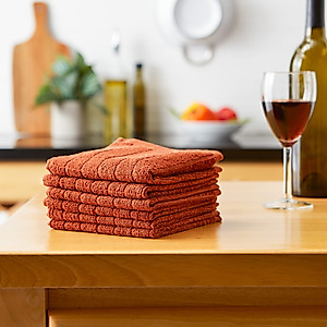 DII Basic Terry Collection Solid Windowpane Dishcloth Set, 12x12, Cinnamon, 6 Count