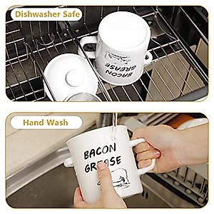 Bacon Grease Container with Strainer Rustic Farmhouse Ceramic Bacon Fat Container Bacon Grease Keeper with Food-Grade Silicone Spatula for Mom