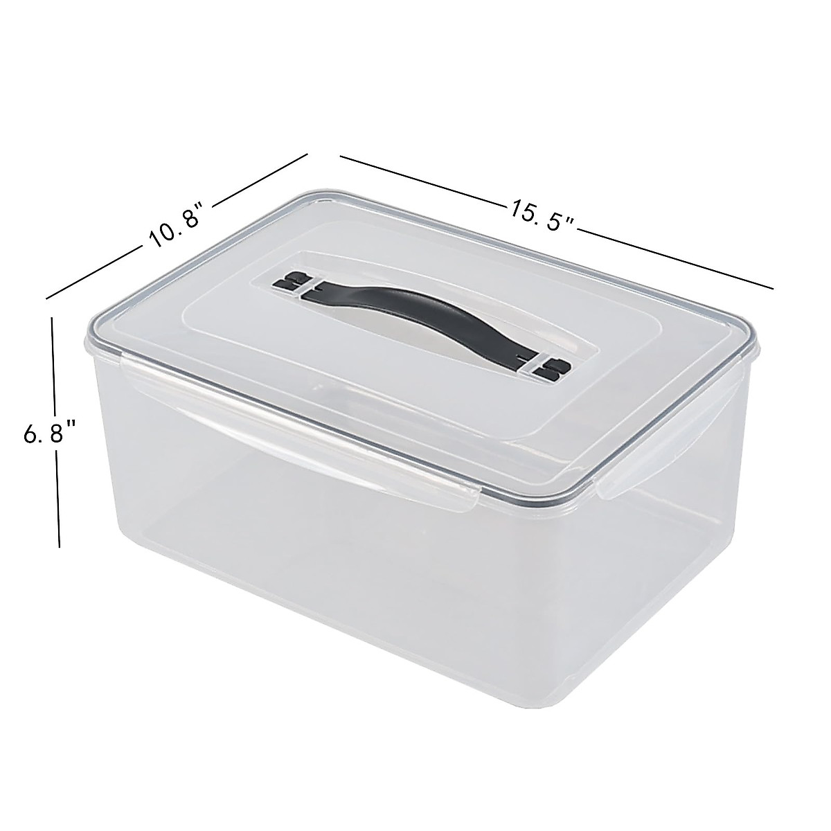 CadineUS 6 Pack 14.5 L Airtight Food Containers, Clear Plastic Storage Box with Seal Circle Lid