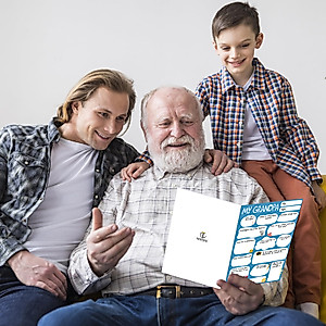 OJsensai Happy Q&A Birthday Card for Grandpa, Funny Fathers Day Gift for Grandad, Naughty Fill in Blanks Bday Card from Grandchild, Great Birthday Gift Idea for Grandfather