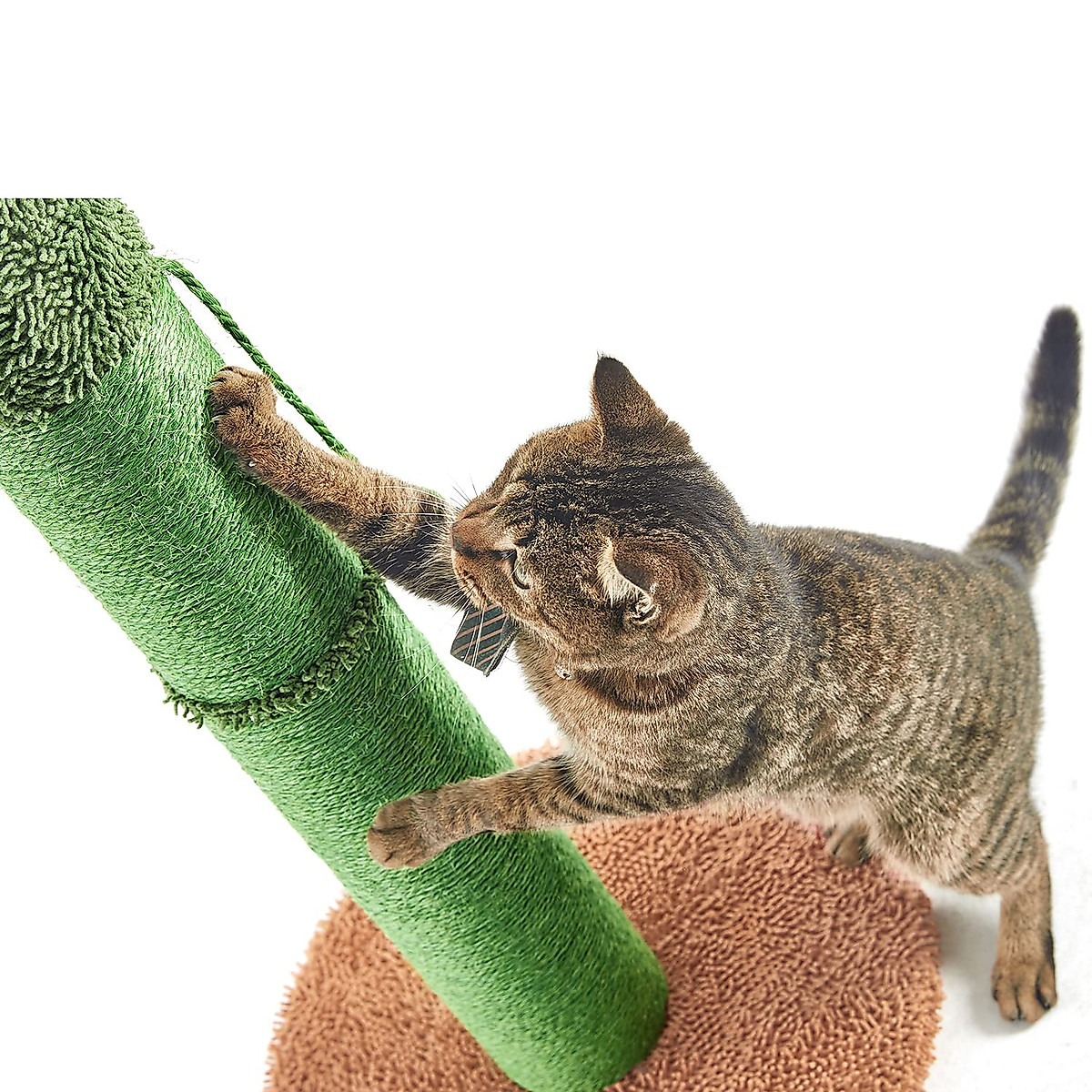 34" Cactus Cat Scratching Post with Dangling Ball for All Cats Large Version Brown