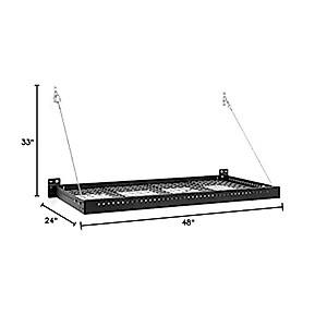 NewAge Products Pro Series Black 2'. x 4'. Wall Mounted Steel Shelf, Garage Overheads, 40404