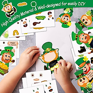 chiazllta 30 Packs St. Patrick's Day Craft Kits DIY Leprechauns Art Craft for Preschool Kids, St. Patrick’s Day Make Your Own Leprechauns Paper Craft Set for Home Class Game Activities Kindergarten