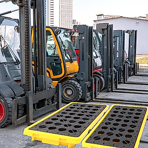 Pinkunn Spill Platform Spill Containment Platform with Grating Stackable Modular Platform with Drain Outlet Modular Platform Pallets Spill Containment Tray (1 Pack,51x27x6")
