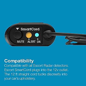 Escort Official Radar Detector SmartCord Straight Wire for MAX 360, MAX 360c, IX, IXc, 9500 IX, MAX II, MAX 3, MAX 4, MAX 360c MKII, MAX 360 MKII, MAXcam 360c, Redline 360c & Additional Models