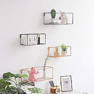 PIBM Stylish Simplicity Shelf Wall Mounted Floating Rack Shelves Iron Art Storage Storage Dorm Room Clothing Store Coffee Shop Bearing Strong,2 Colours,3 Sizes, Black , 29.5x12.5x12.5cm