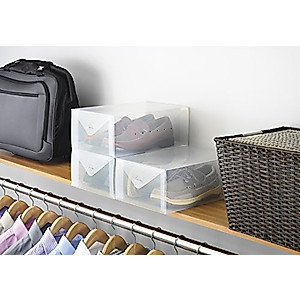 Whitmor Clear Vue Women's Shoe Box, Set of 4, White, 4 Count & Clear Vue Men's Shoe Box Set of 3