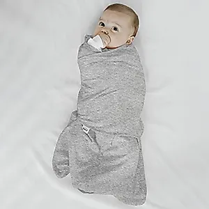 HALO 100% Cotton Sleepsack Swaddle, 3-Way Adjustable Wearable Blanket, TOG 1.5, Heather Grey, Small, 3-6 Months