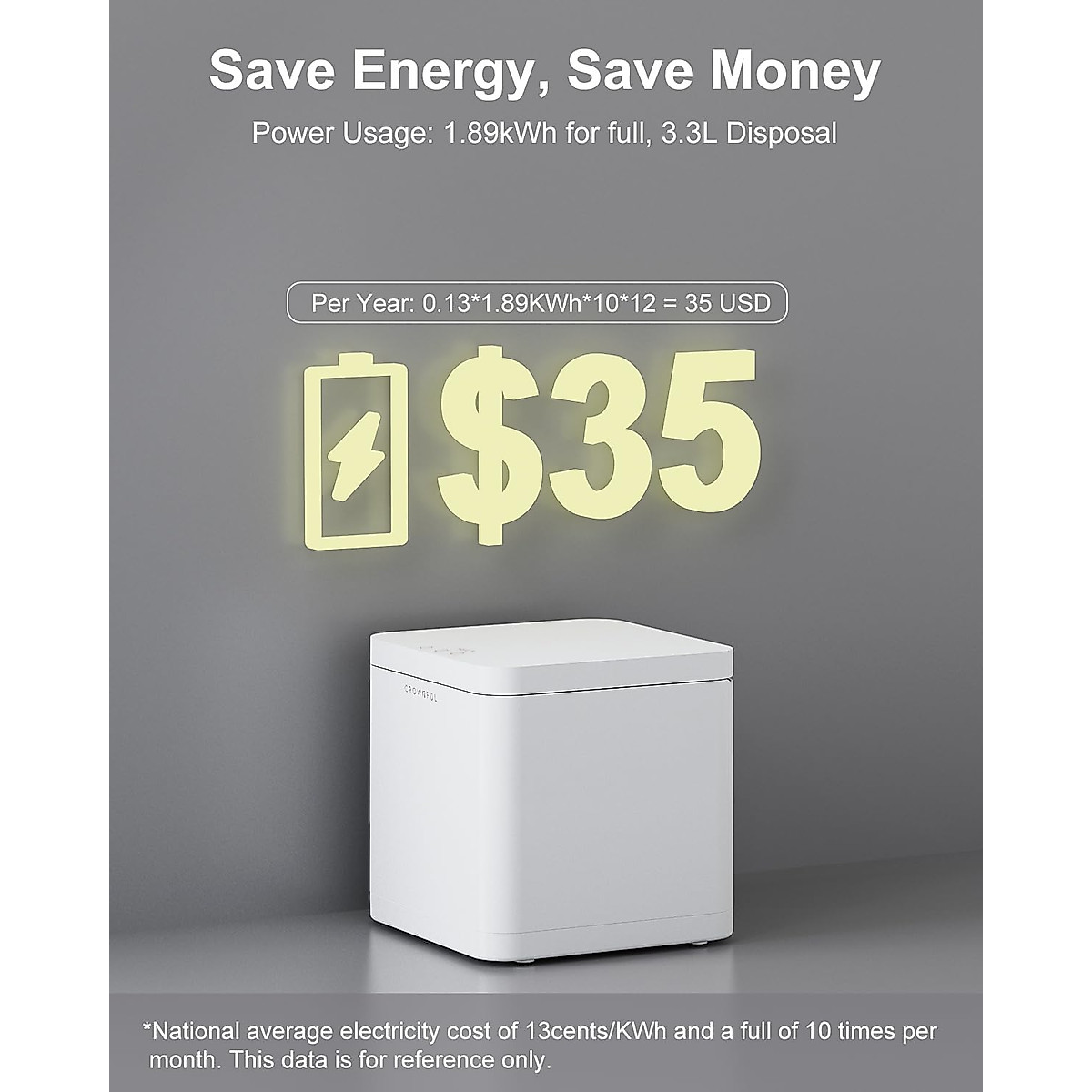 CROWNFUL Electric Compost Bin Kitchen, Smart Kitchen Waste Composter, Food Composter Indoor/Outdoor, Food Cycler with 3.3L Capacity, Compost Machine for Apartment Countertop