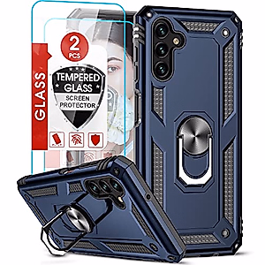 LeYi for Samsung A13 5G Case, A 13/A04S/ A04 Phone Case with Stand and [2 Pack] Tempered Glass Screen Protectors, [Military-Grade] Rugged Case Cover with Magnetic Ring Galaxy A13 5G/ A04S/ A04, Blue