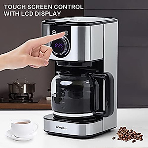 HOMOKUS 10 Cup Coffee Maker - Programmable Drip Coffee Maker -Stainless Steel Drip Coffee Machine with Timer, Brew Strength Control, LCD Screen and Anti-Drip System