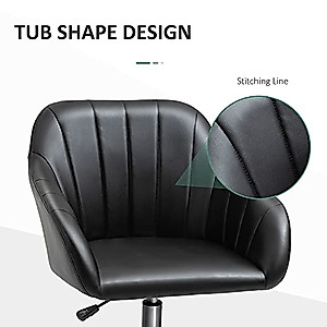 Vinsetto Mid Back Home Office Chair Computer Desk Chair with PU Leather, Adjustable Height, Swivel Wheels for Study, Bedroom, Black