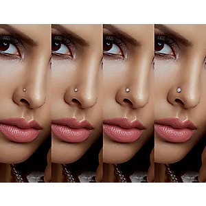 Uzgtvy 18G Nose Rings Stud Nose Ring Piercing Jewelry for Women 316L Stainless Surgical Steel Silver Hypoallergenic Straight Nose Nostril Ring Bar Earrings Stud Bone Piercing Jewelry Pack Men 3mm