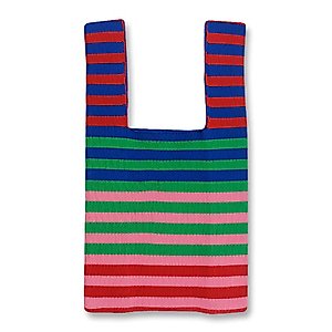 Dvagoent Rainbow Tote Bag for Girls, Striped Tote Bag for Women, Knitted Tote Bag, Shoulder Bags Tote, Armpit Bags Women Fashion (Blue Red Green)