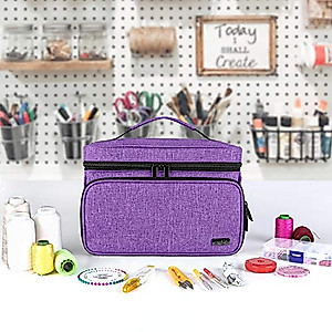 Luxja Sewing Accessories Organizer with 2 Detachable Clear Pockets, Sewing Supplies Organizer (Patent Design), Purple