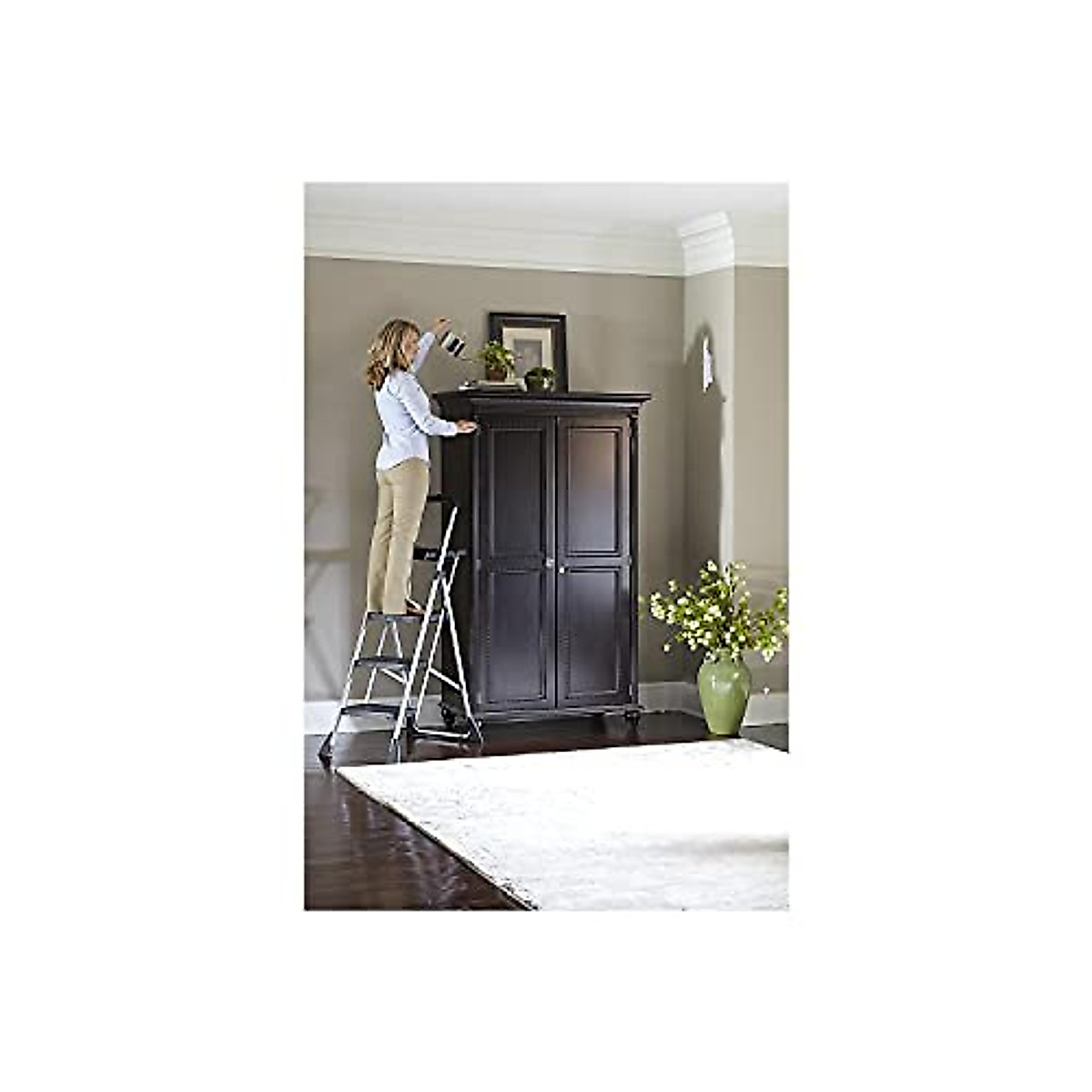 Cosco 11880Pblw1 Max Work Steel Platform Ladder, 22W X 31D X 55H, 3-Step, Black