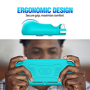 MoKo Grip Case Compatible with Switch Lite, Anti-Collision Non-Slip Shockproof Silicone Case Cover Shell Compatible with Switch Lite 2019 - Turquoise