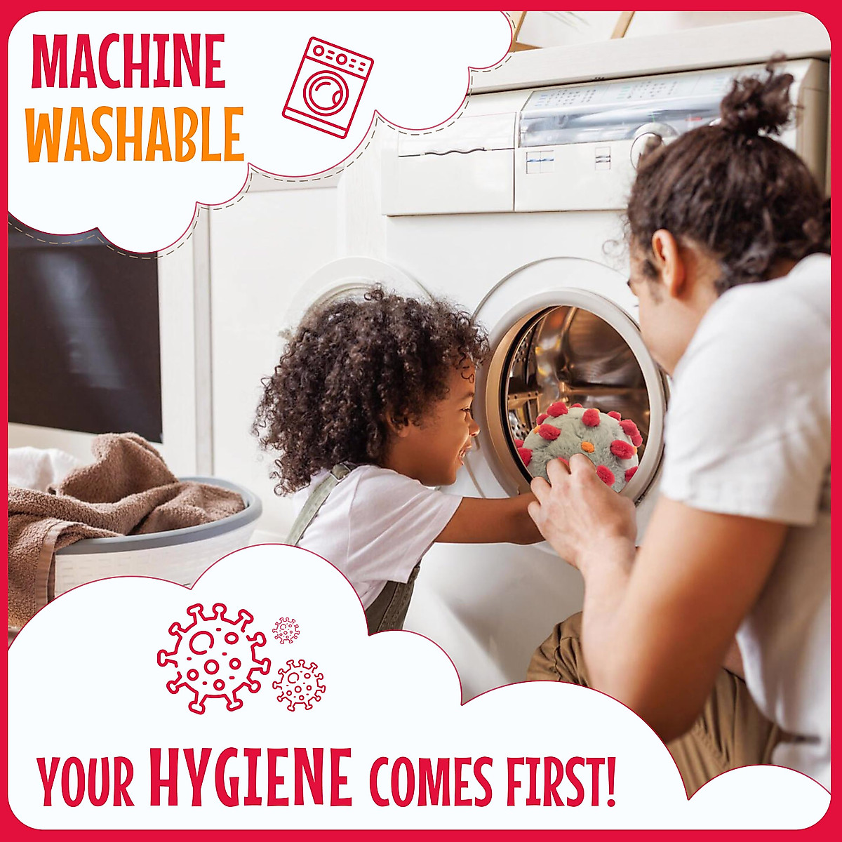 COVID-19 Educational Super Soft Microbe Plush - 10'' Inch Size - Novelty Plushy Toy - SARS-CoV-2 Molecule Stuffed Animal, Gray