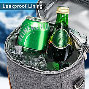 BABEYER 2 Bottles Wine Tote Bag Insulated Wine Cooler Carrier for Wine Tasting, Party, Travel, Beach, BYOB Restaurant, Sport Events, Wine Gifts for Women Wine Lovers-Grey