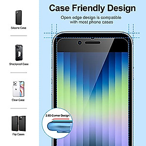 HOOMIL 3-Pack Screen Protector for iPhone 8/iPhone 7/iPhone SE 2020/iPhone SE 2022, 4.7-Inch, 9H Tempered Glass, with Easy Installation Tool, Bubble Free, HD Clear