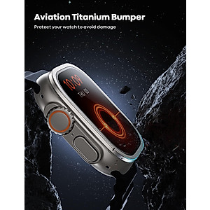 Lamicall [Titanium Alloy Frame Screen Protector for Apple Watch Ultra 49mm, 2 Pack 9H Tempered Glass Film with Easy Alignment Tool Kit, Full Coverage Protective Waterproof Case for iwatch Ultra 2022