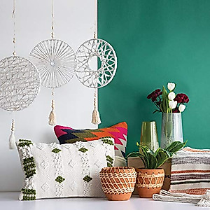 Foreside Home & Garden Multicolor Woven 50 x 60 inch Cotton Throw Blanket with Hand Tied Tassels, Orange, White