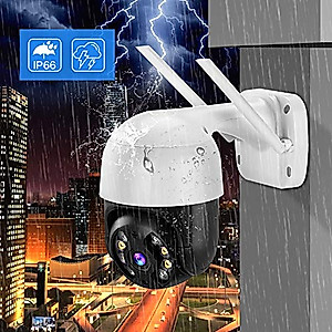 EVERSECU Outdoor PTZ Security Camera, 1080P Home 2.4Ghz WiFi IP Surveillance Camera, Two Way Audio Motion Detection Night Vision Outdoor CCTV Camera Supports SD Card and Cloud Storage