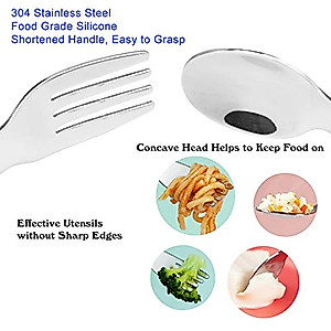 Toddler Spoon and Fork Set, Easy Grip for Baby, Toddler Children, Perfect Self Feeding Learning Utensils, 12 Month+ (Car)