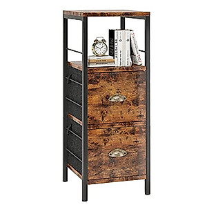 Homeiju 4 Tier Small Dresser for Bedroom with 2 Removable Drawers, Wood Small Drawers for Bedroom Entryway Hallway(Rustic Black and Brown)