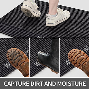 LYGLIGH Welcome Door Mat Outdoor: Sturdy Front Door Mats Indoor Entrance, Stain and Fade Resistant, Non-Slip Low Profile Washable Doormat, Trap Dirt and Moisture Floor Mat, 35"x24", Dark Gray.