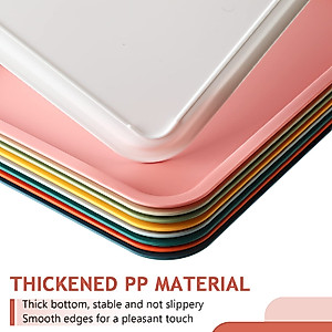 18 Pcs Plastic Fast Food Trays Bulk Colorful Restaurant Serving Trays Cafeteria Trays Grill Tray School Lunch Trays Rectangular Serving Platter for Kitchen Hotel Restaurant, 9 Colors (9.8 x 7 Inch)