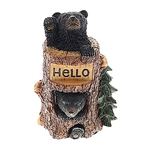 Top Brass Whimsical Black Bear Cubs Waving Hello Figurine - Lodge Decor Cabin Statue Sign