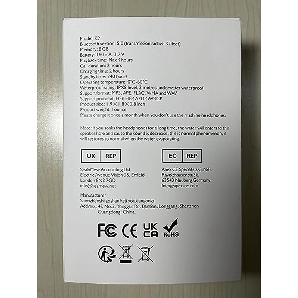 mashine Swimming Headphones, Bluetooth & MP3 Music Player 2 in 1, IPX8 Underwater 3 Meters Waterproof Earphones for Pool, Surfing, Snorkeling, Shower and Running with Shuffle (Not Bone Conduction)