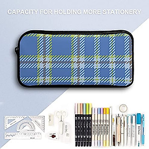Blue Tartan Buffalo Plaid Pencil Case Pencil Pouch Coin Pouch Cosmetic Bag Office Stationery Organizer