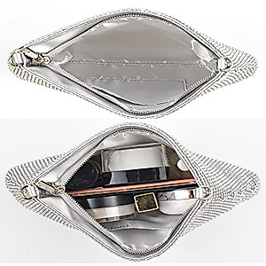 Valleycomfy Bling Evening Clutch Bag for Women Bridesmaid Lady Girl Bride Glitter Rhinestone Purse For Prom Cocktail Party Wedding Engagement, Silver